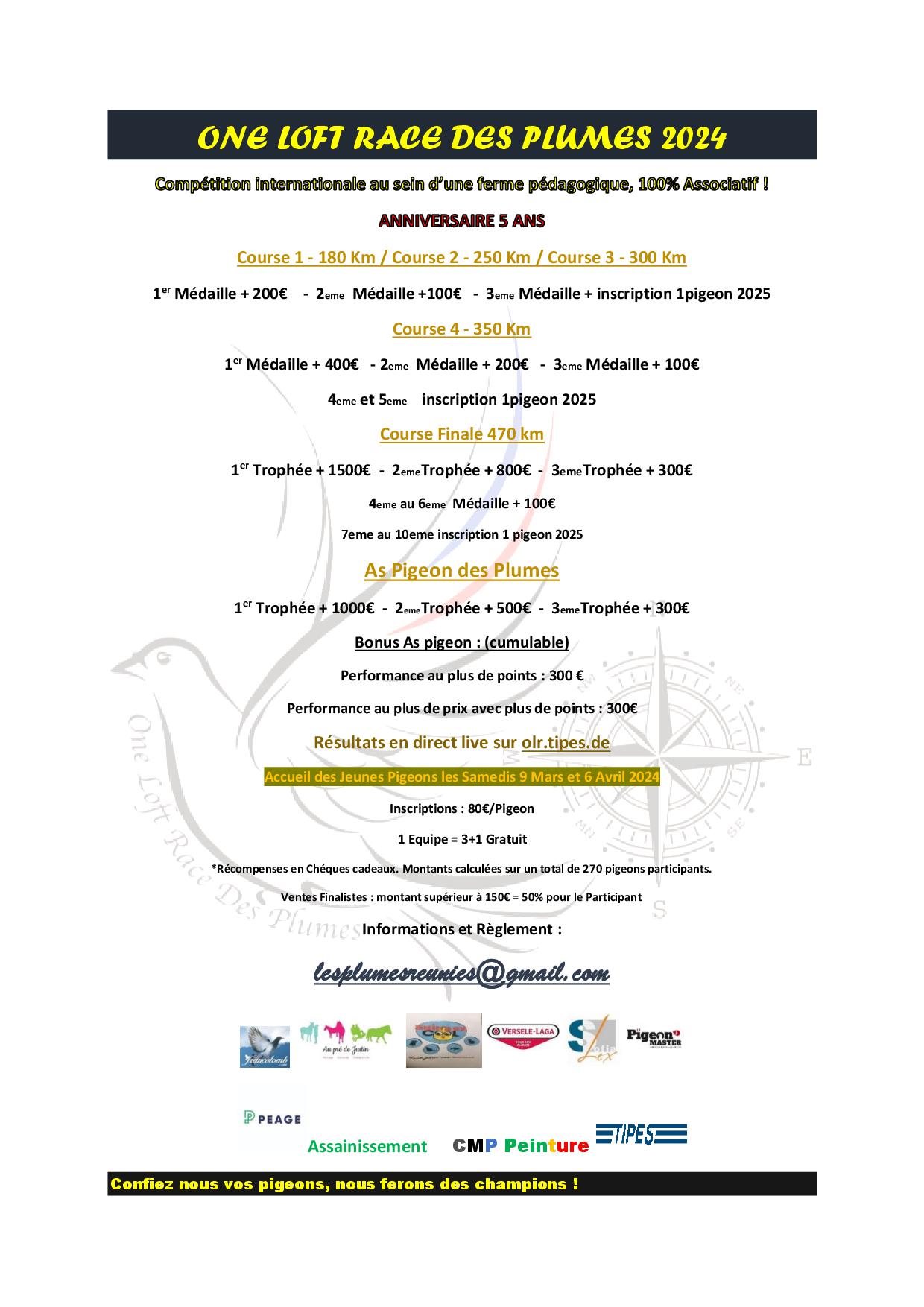 ONE LOFT RACE DES PLUMES 2024 – Francolomb